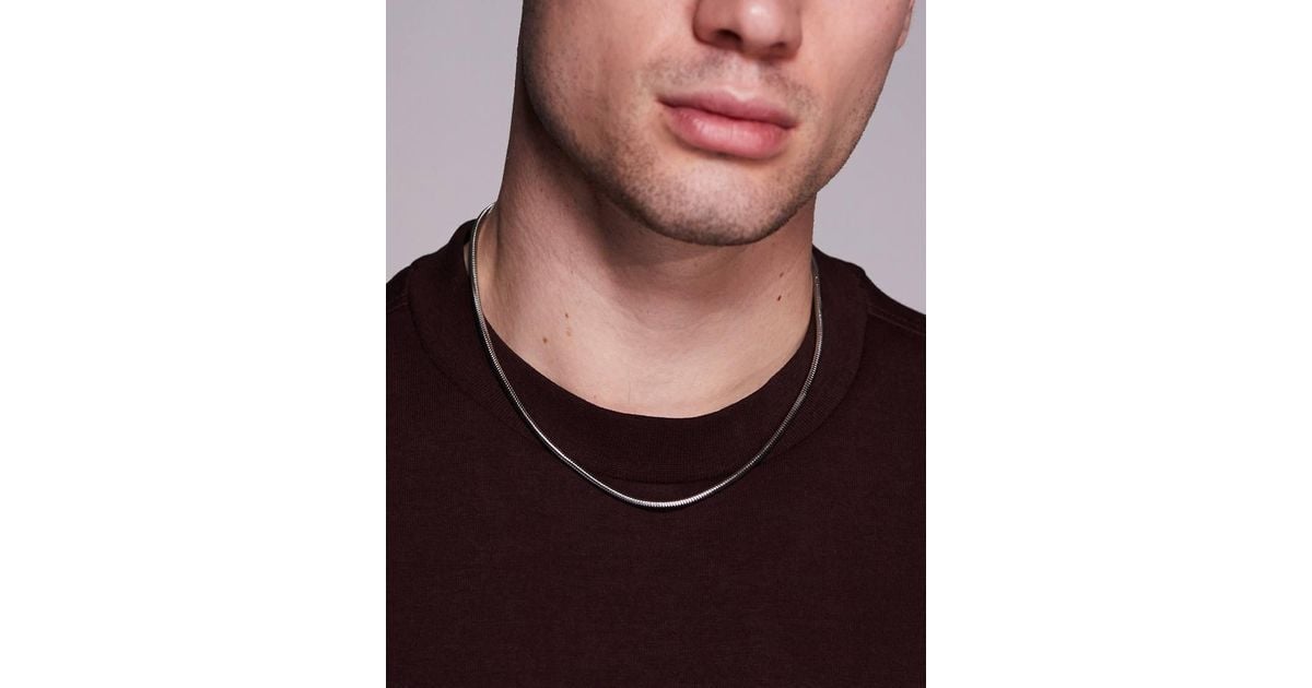ASOS Rounded Snakechain Necklace in Metallic for Men | Lyst UK