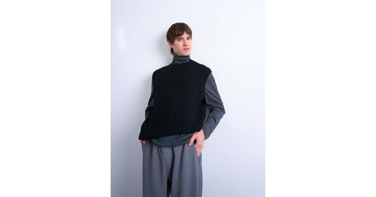 TOPMAN Relaxed Fit Knitted Cable Tank in Blue for Men | Lyst UK