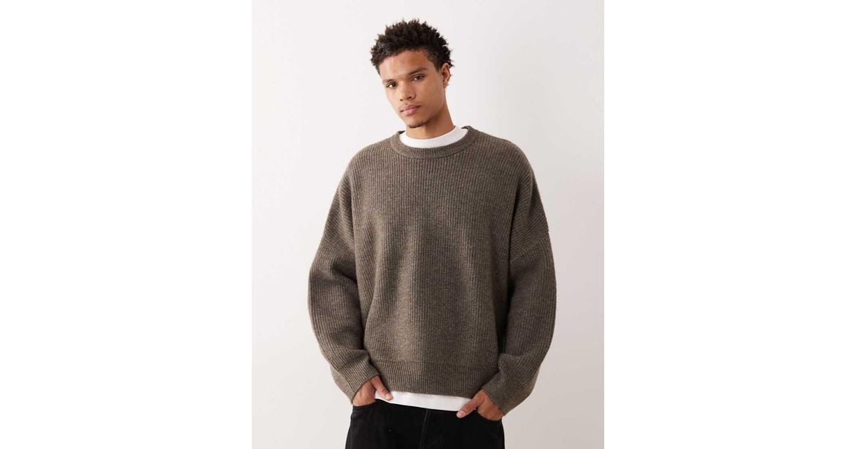 ASOS Super Oversized Boxy Fit Knitted Fisherman Rib Jumper in Grey for ...