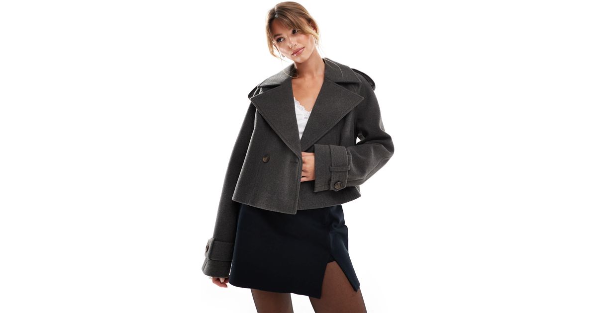 ASOS Cropped Formal Trench Coat in Black | Lyst