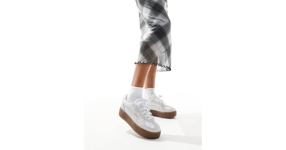 PUMA Palermo Elevata Platform Sneakers in White | Lyst