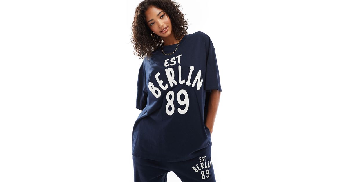 ASOS Regular Fit T-shirt Co-ord With Applique Berlin Graphic in Blue | Lyst