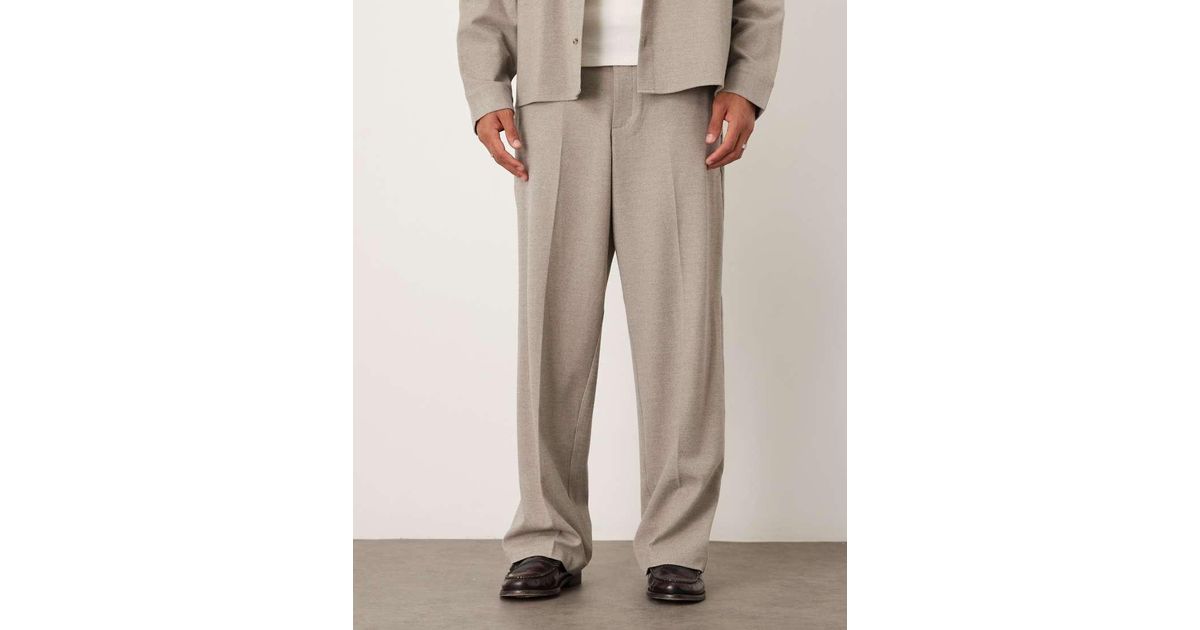 ASOS Barrel Leg Suit Trousers in Natural for Men | Lyst UK