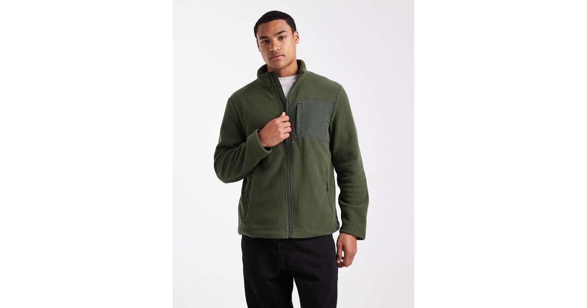 New Look Tech Fleece Jacket in Green for Men | Lyst UK