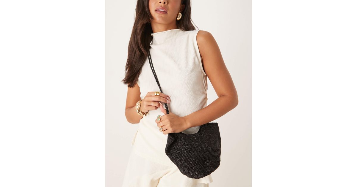 Mango Crochet Cross Body Bag in Natural | Lyst