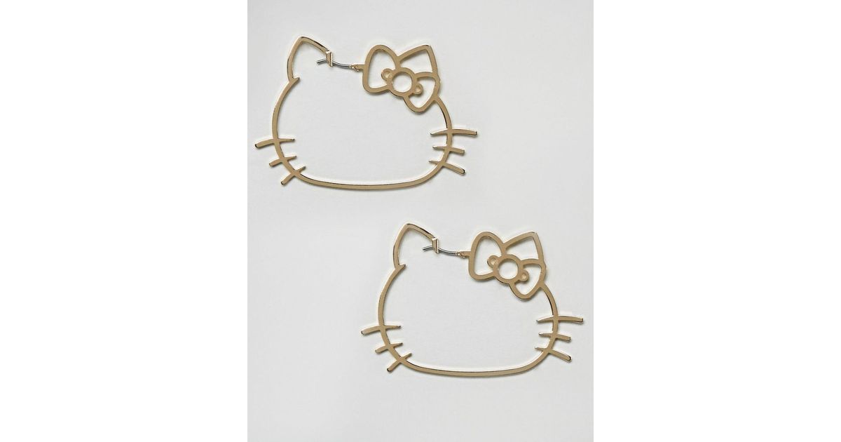 ASOS Hello Kitty X Asos Cut Out Hoop Earrings in Metallic | Lyst