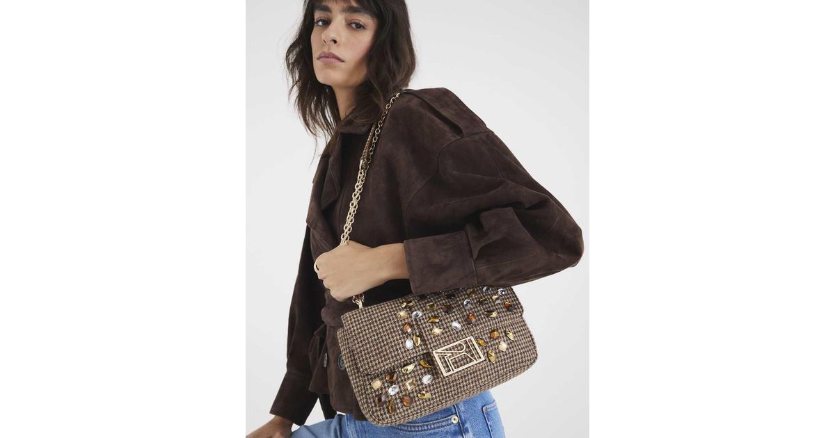 River Island Dogtooth Embellished Shoulder Bag in Grey | Lyst UK