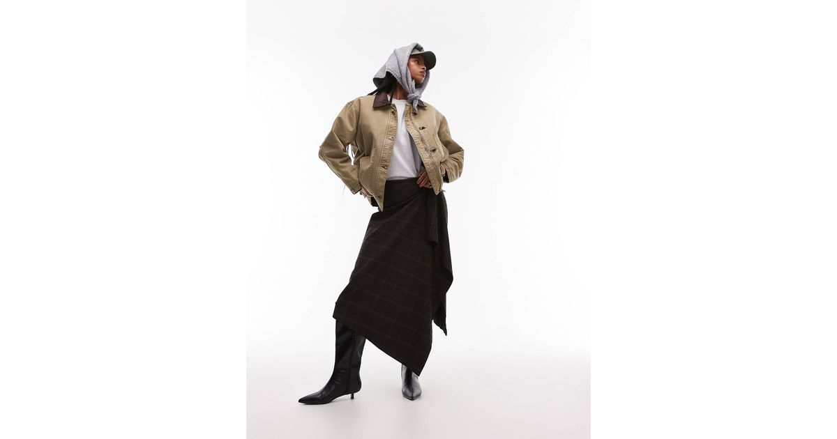 Mango Wax Contrast Collar Jacket in White | Lyst