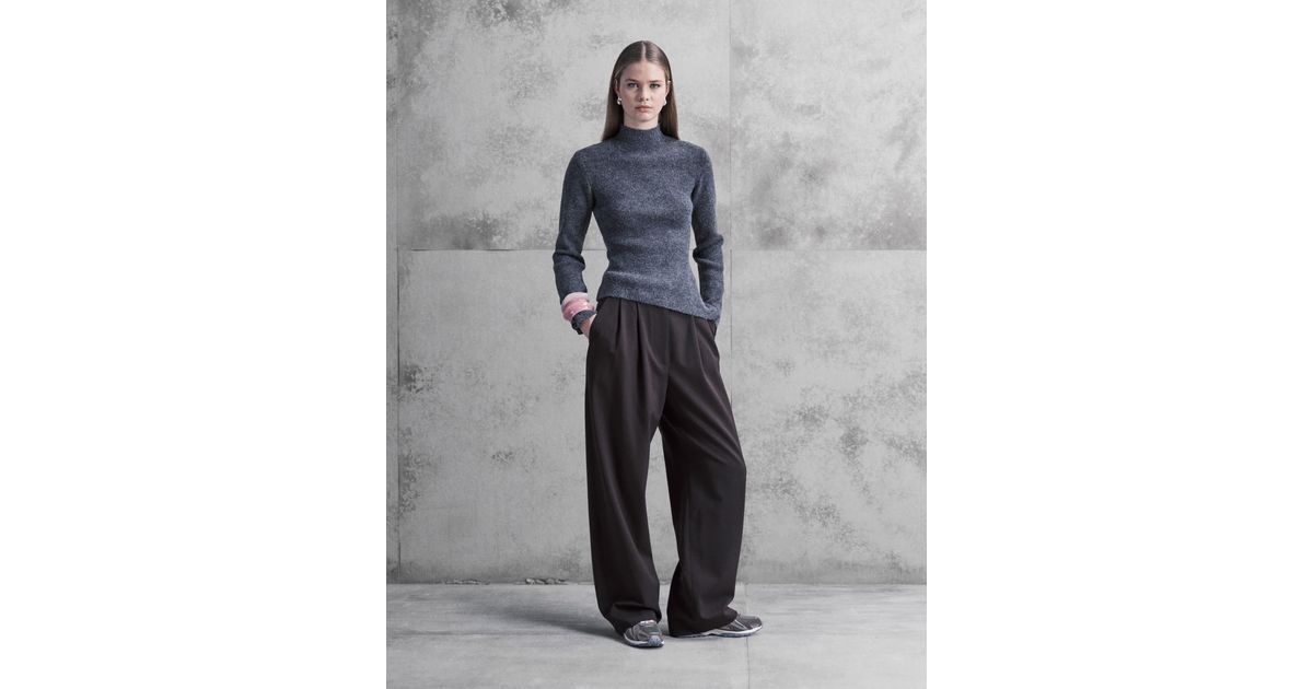 ARKET Balloon Fit Wool Mix Tailored Trousers in Gray | Lyst