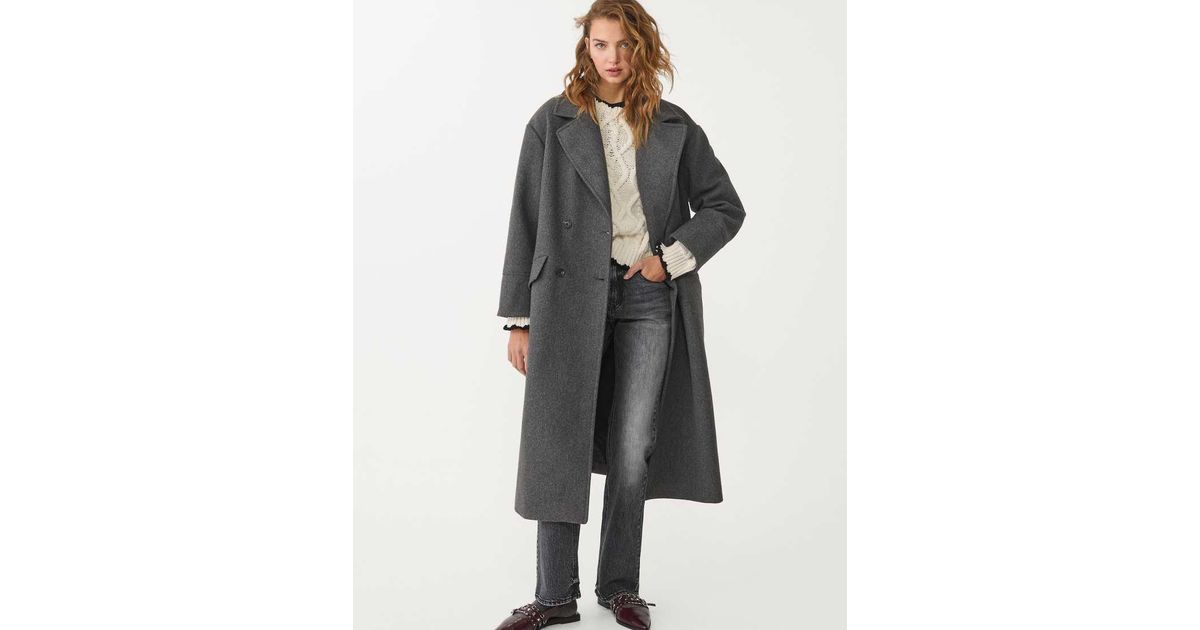 Stradivarius Oversized Soft Touch Coat in Grey | Lyst UK
