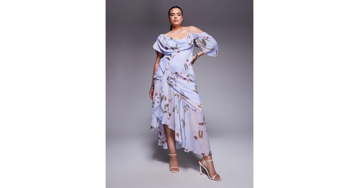 ASOS Asos Design Curve Cowl Neck Bias Midaxi Dress With Asymmetric ...
