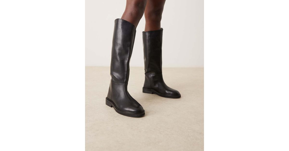 ASOS Callahan Leather Riding Boots in Natural | Lyst UK