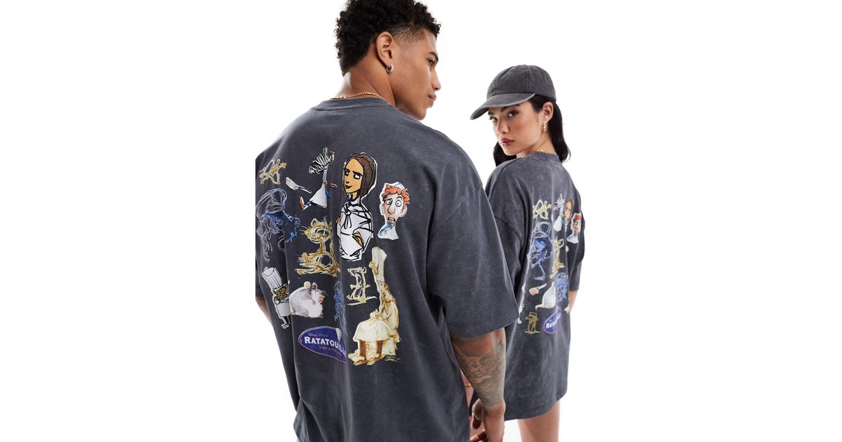 ASOS Disney Pixar Unisex Oversized T-shirt With Ratatouille Prints in ...