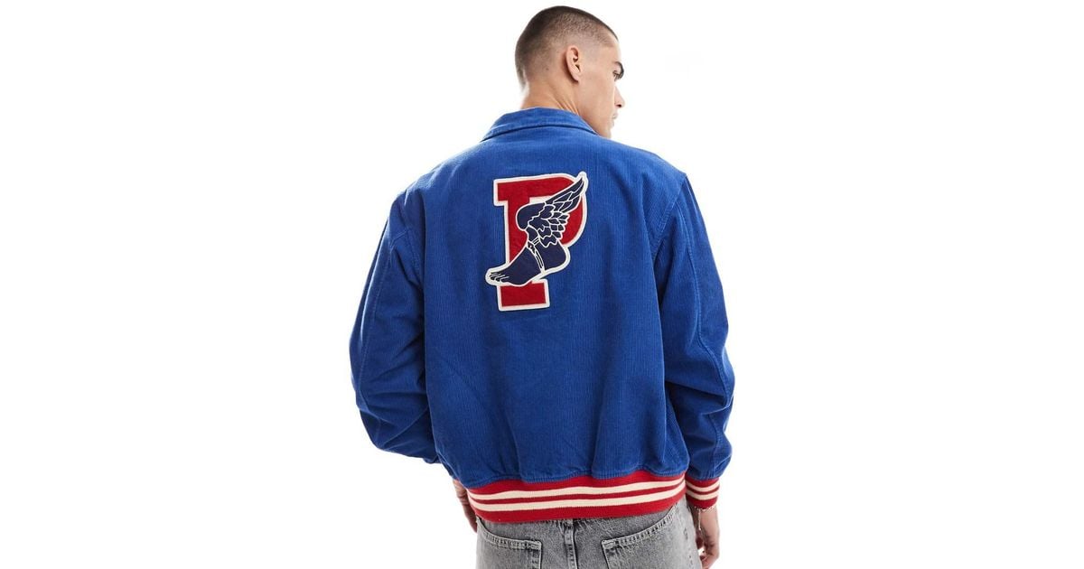 Polo Ralph Lauren P-wing Applique Back Logo Cord Varsity Jacket in Blue ...