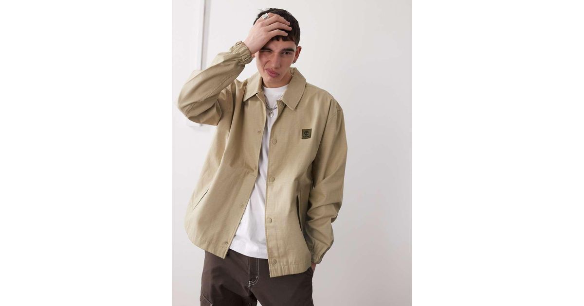 Timberland Ripstop Chest Logo Coach Jacket in Natural for Men | Lyst UK
