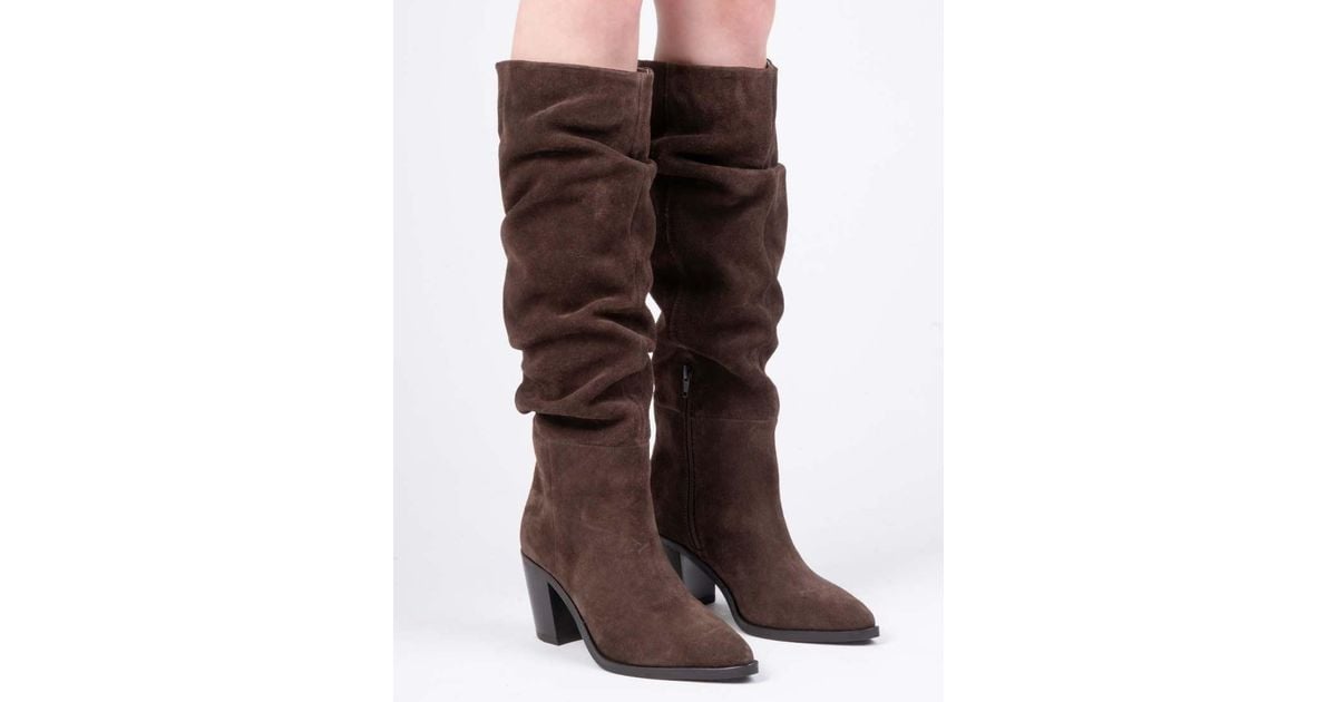 OFF THE HOOK Muswell Suede Leather Slouchy Knee-High Block Heel Boots ...