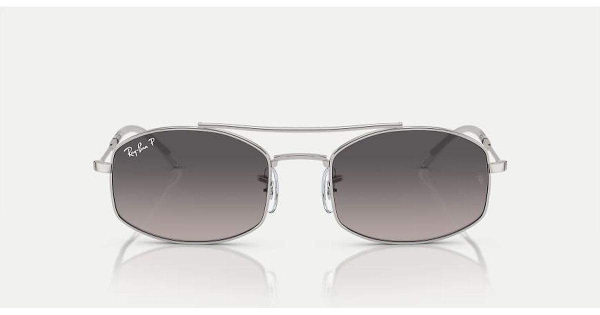 Ray-Ban Rb3719 Oval Polarised Sunglasses With Lens in Metallic | Lyst UK