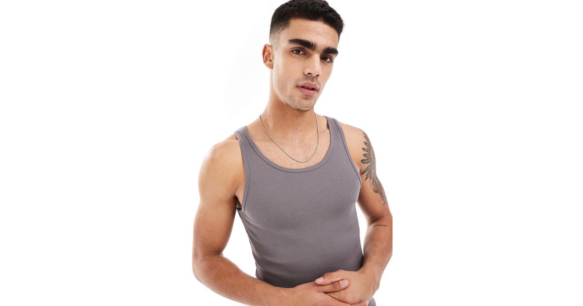 ASOS Capsule Collection Rib Muscle Vest in Gray for Men | Lyst