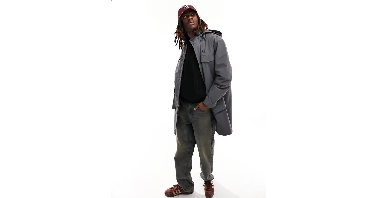 Fred Perry Bonded Parka Coat in Black for Men | Lyst UK