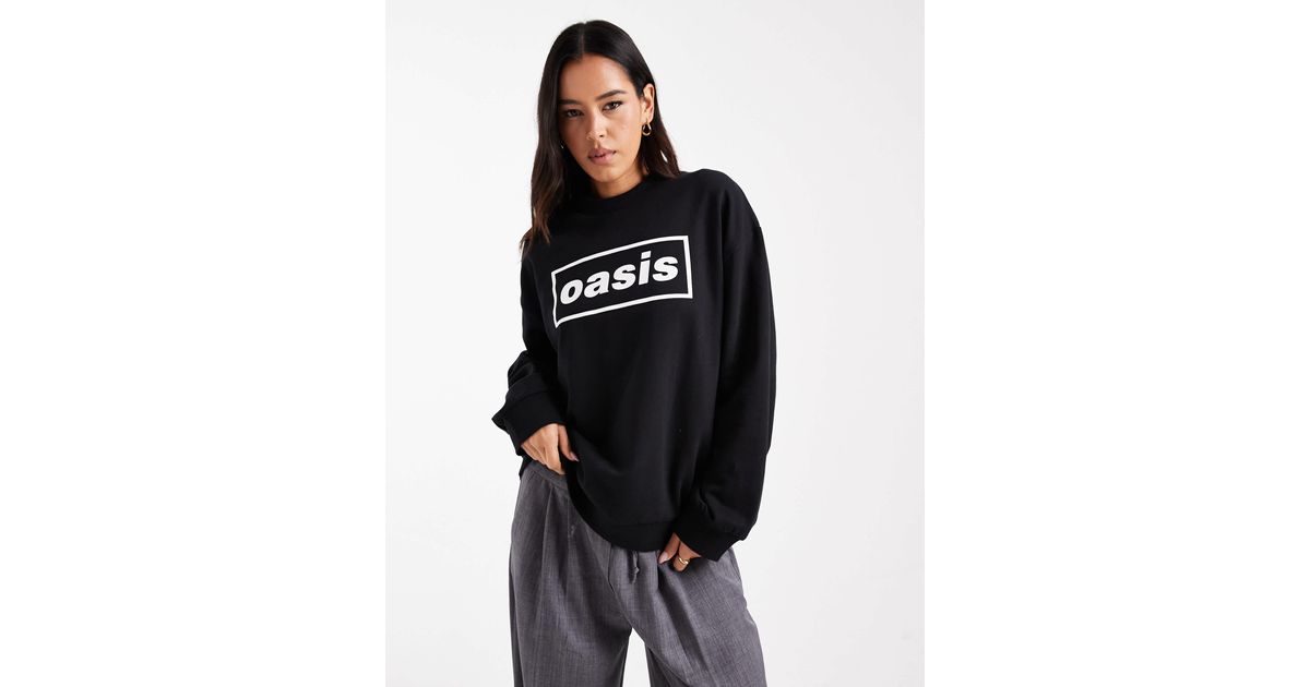 ASOS Oversized Sweat With Oasis Licence Logo in Black | Lyst