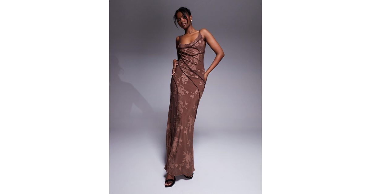 ASOS Asymmetric Neckline Devore Maxi Dress With Exposed Seaming Details ...