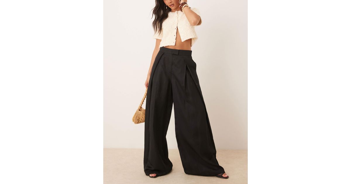 Mango Linen Mix Open Pleat Front Tailored Trouser With Wasitband Detail ...