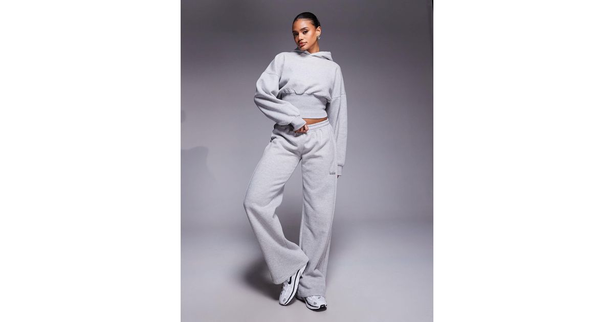 Kaiia Exclusive Cotton Rich Pintuck Side Seam Detail Wide Leg joggers ...