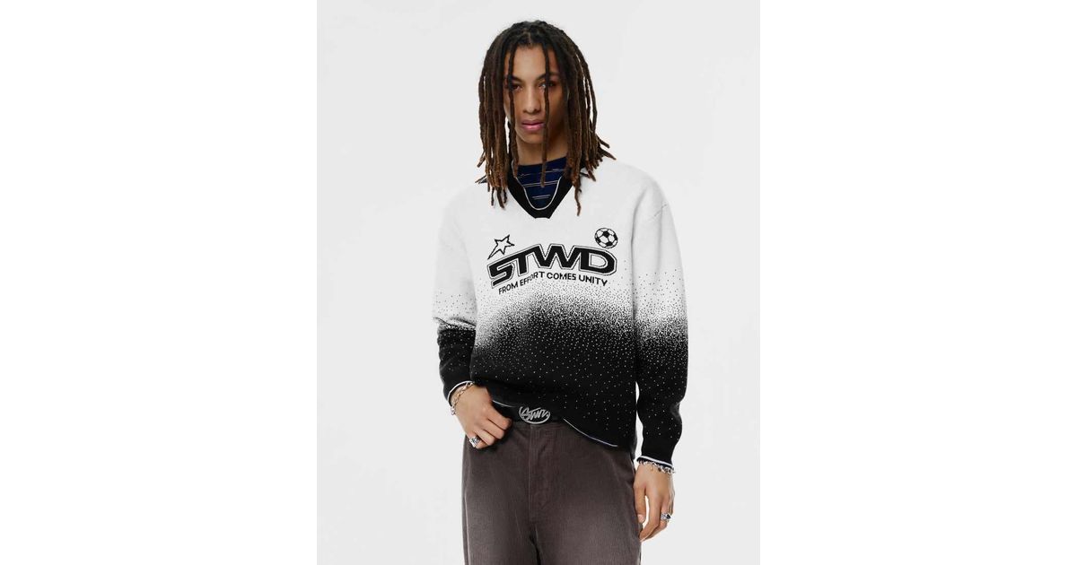 Pull&Bear Stwd Knit Football Polo Shirt in White for Men | Lyst UK