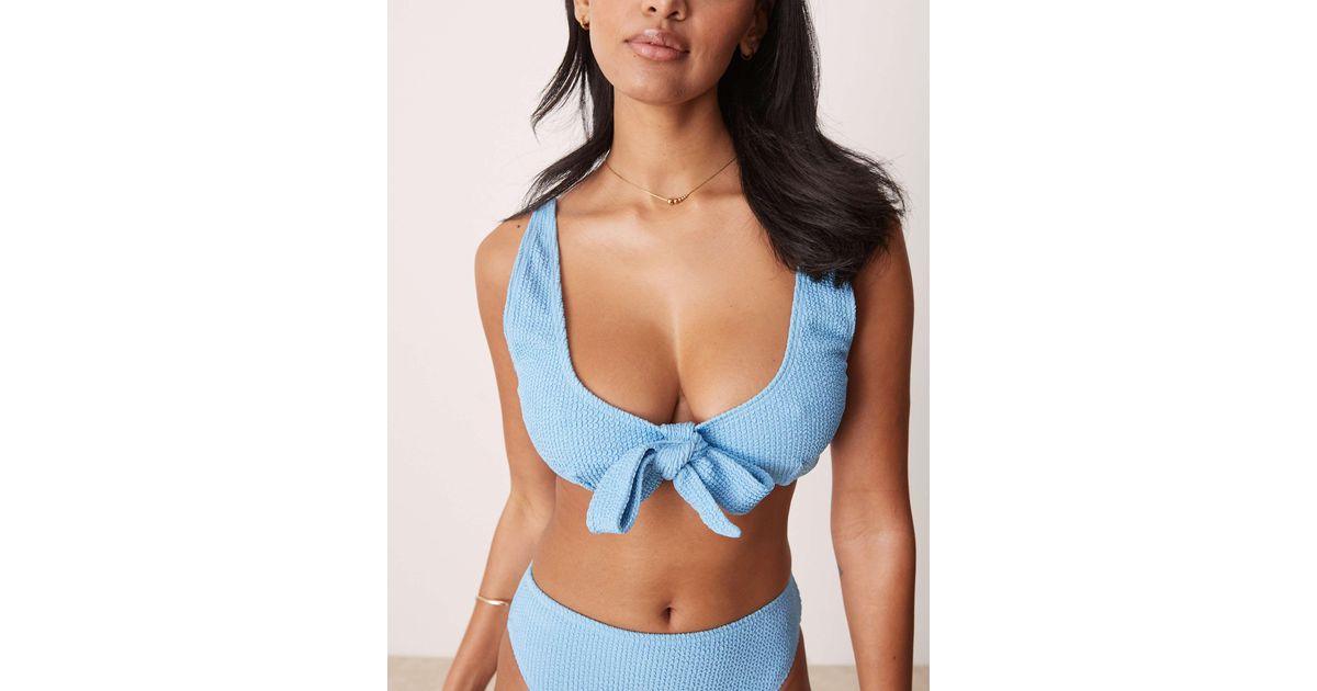 Peek & Beau Fuller Bust Crinkle Triangle Bikini Top in Blue | Lyst