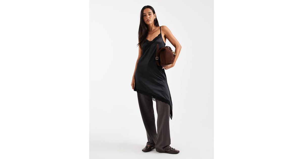 Miss Selfridge Lace Trim Asym Dress in Blue | Lyst UK