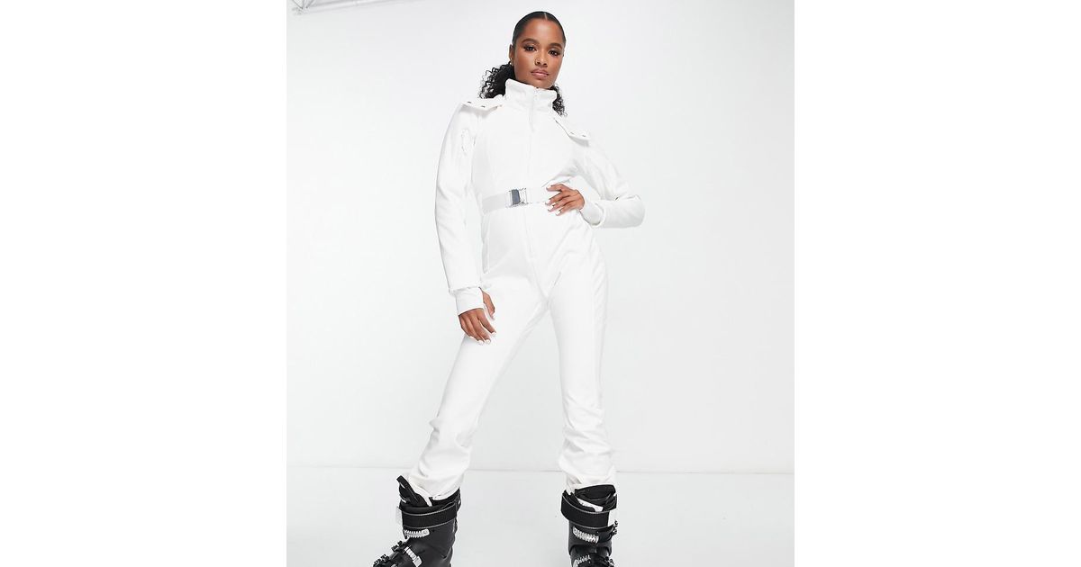 4505 4505 Petite Ski Belted Ski Suit With Slim Kick Leg And Faux Fur ...