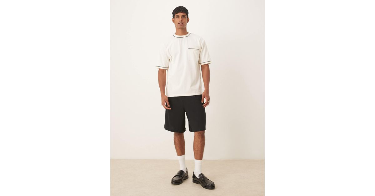 ASOS Smart Straight Fit Longer Length Shorts in Natural for Men | Lyst
