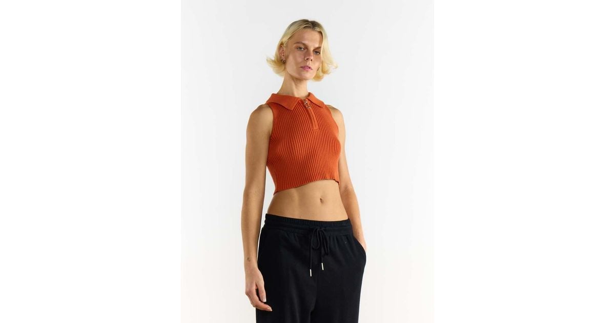 agon® Collared Crop Vest | Lyst UK
