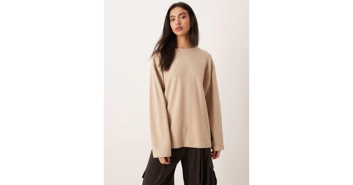 ASOS Super Long Sleeve Skater Tee in Natural | Lyst UK
