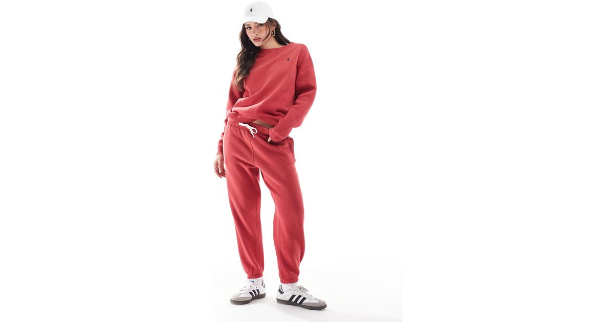Polo Ralph Lauren Logo Trackies in Red | Lyst