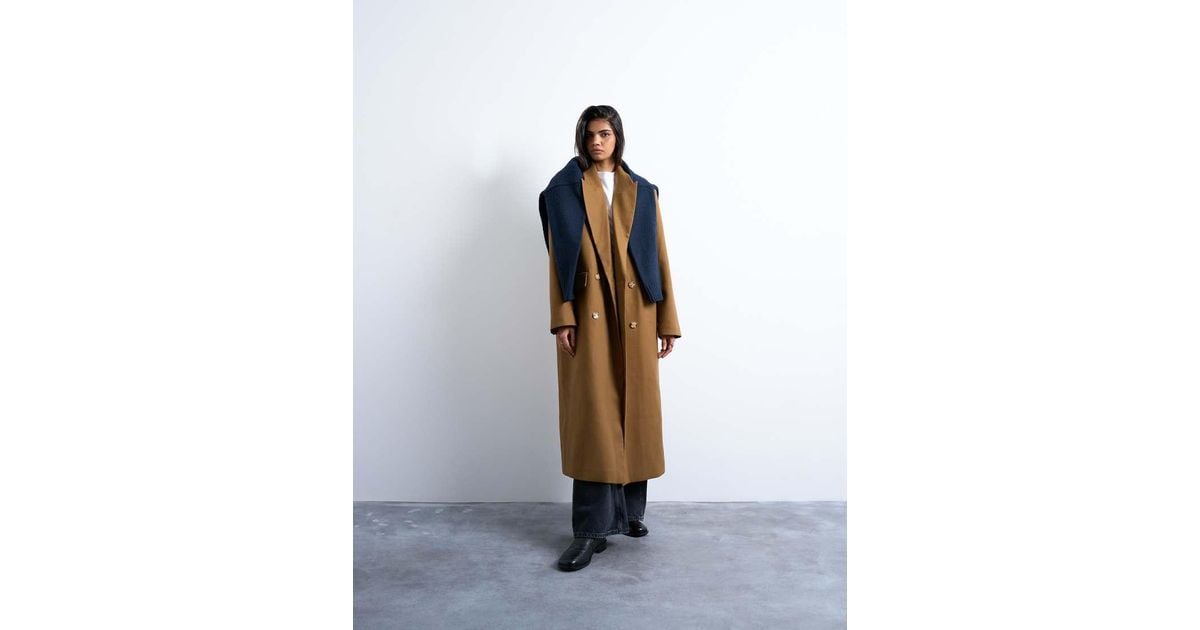 TOPSHOP Chuck On Tailored 6 Button Formal Coat in Brown | Lyst UK