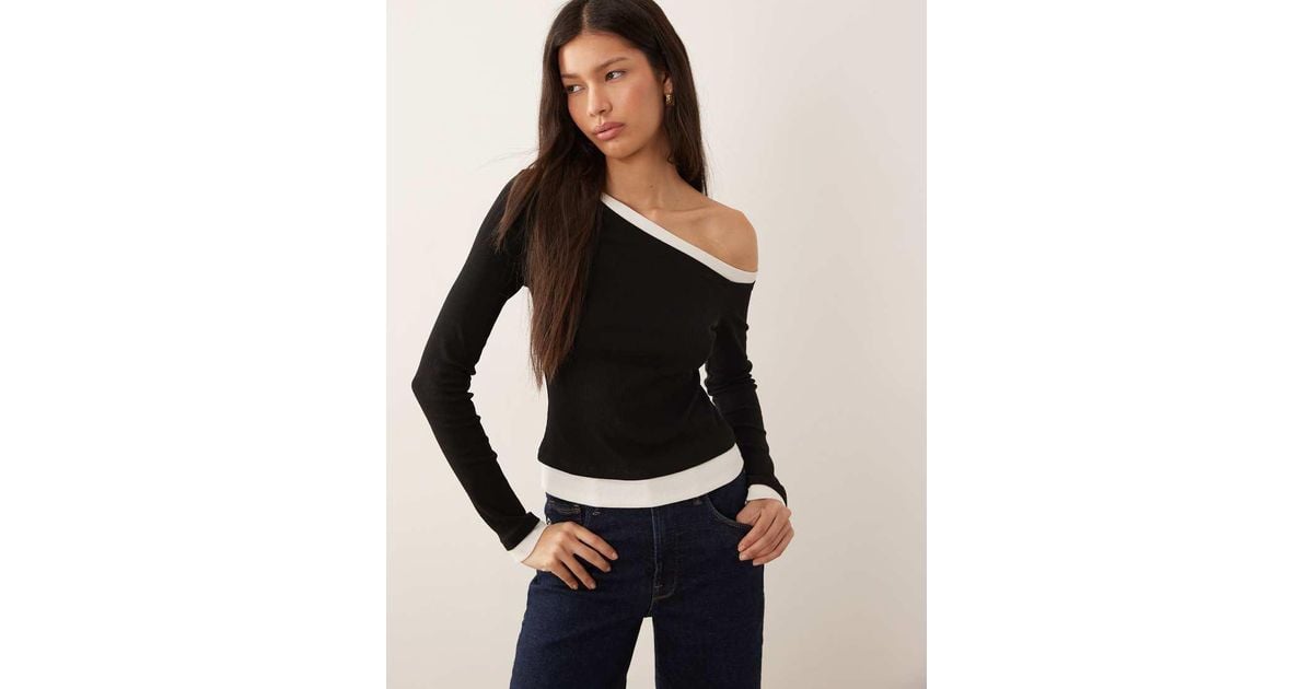 ASOS Monochrome Double Layer Asymmetric Top in Black | Lyst UK