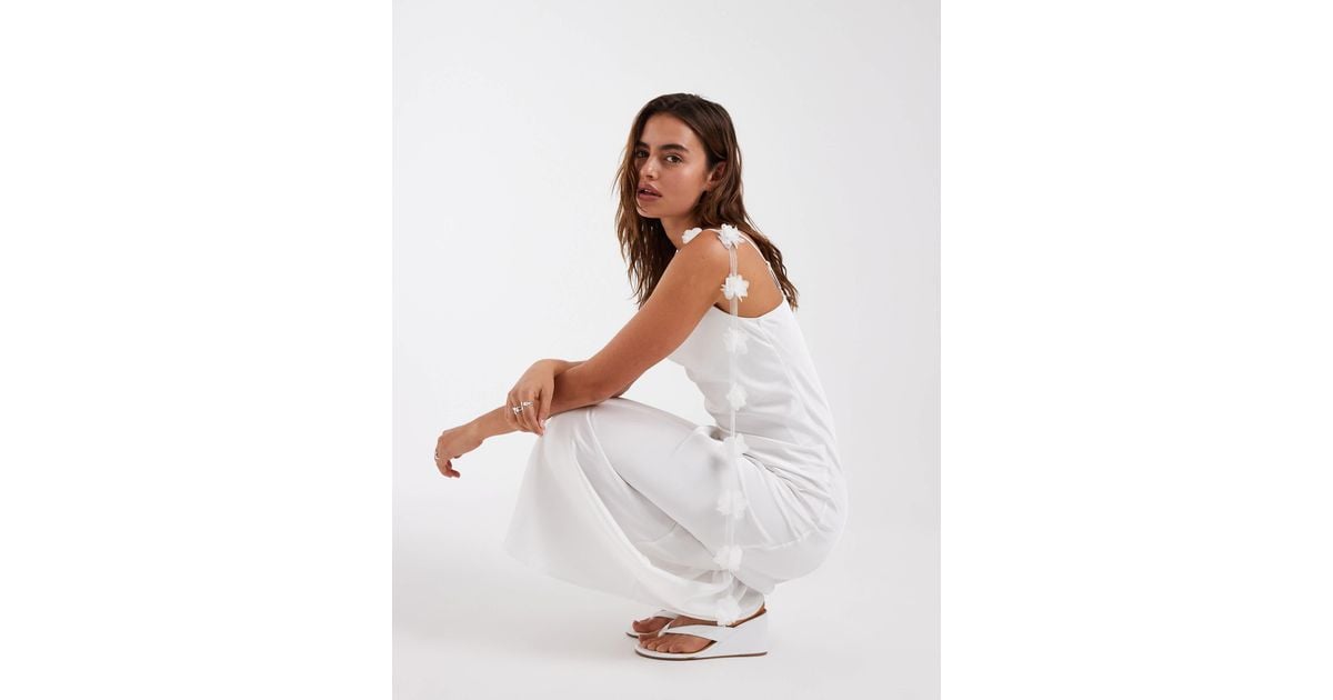 Vero Moda Satin Cowl Neck Maxi Dress With 3d Floral Applique Trim in ...