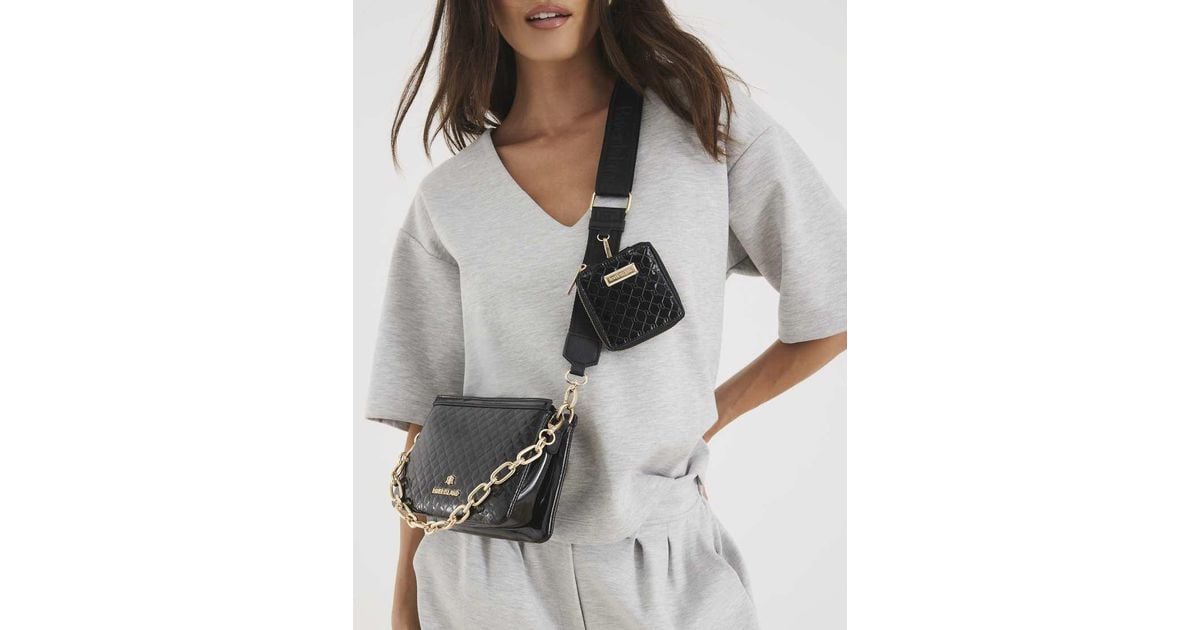 River Island Small Monogram Chain Cross Body Bag in Grey | Lyst UK