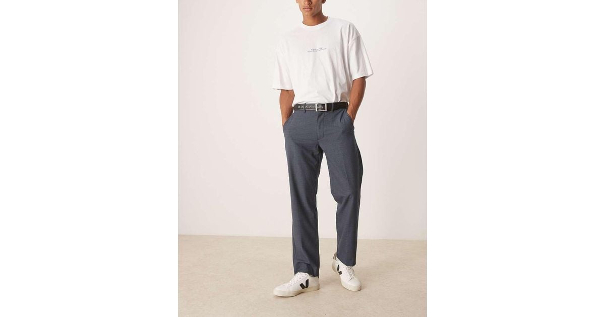 Abercrombie & Fitch Straight Leg Relaxed Tailored Trousers in Blue for ...