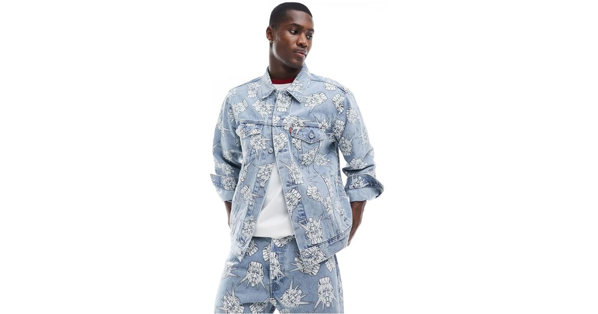 Levi's X Gundam Collab Starfighter All Over Print Relaxed Fit Denim ...