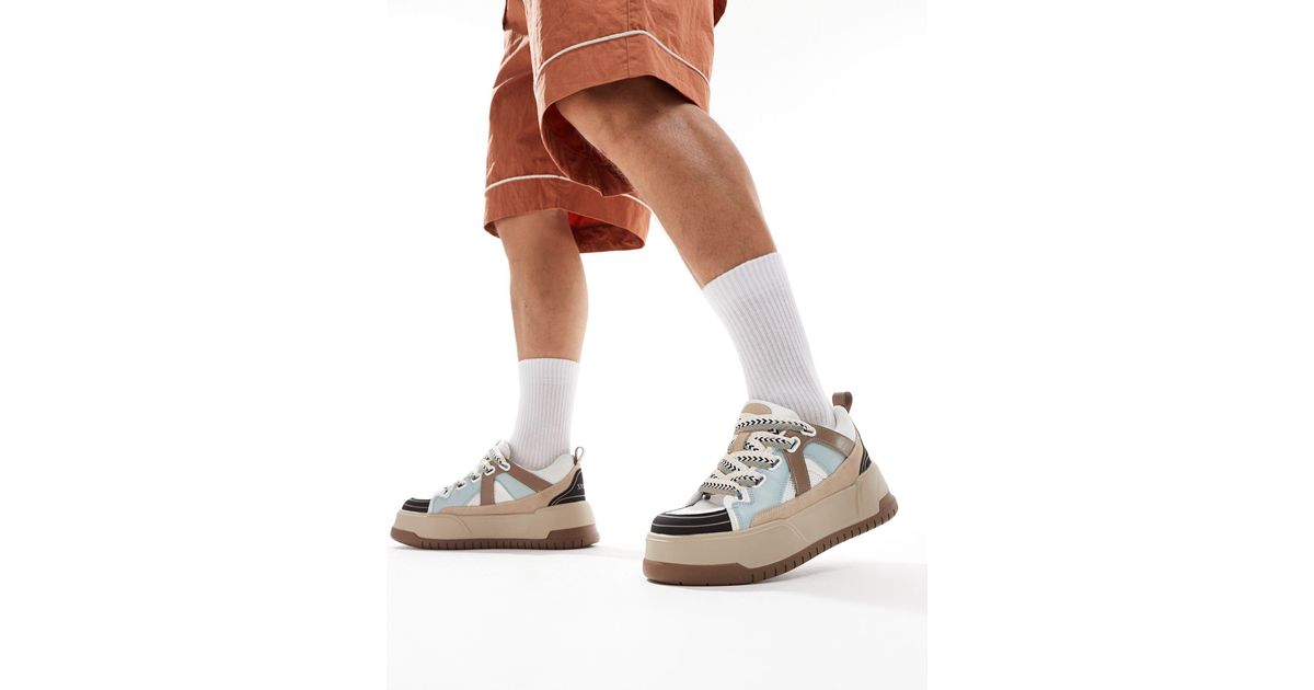 ASOS Chunky Trainers With Oversized Laces in White for Men | Lyst