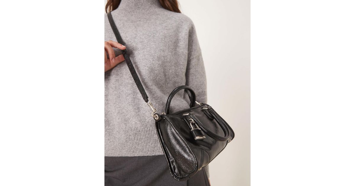 Mango Lock Charm Cross Body City Bag in Gray | Lyst