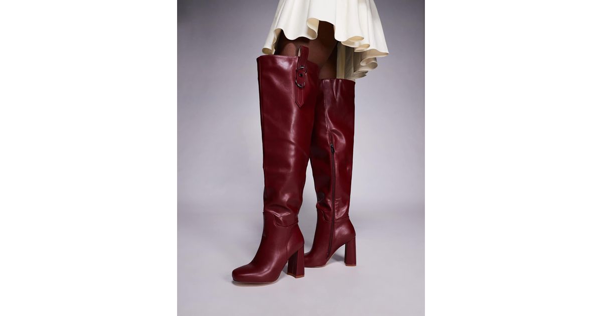 SIMMI Simmi London Harrieta Heeled Over-the-knee Boots in Red | Lyst