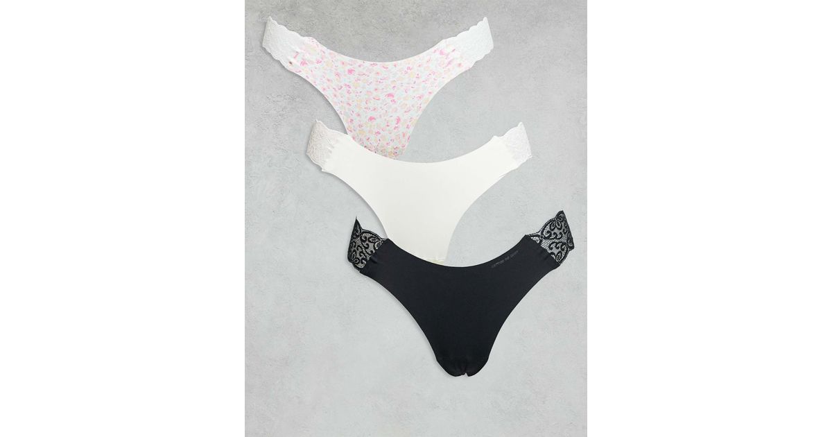Cotton On 3 Pack Of Seamless Lingerie Thong Briefs in White | Lyst