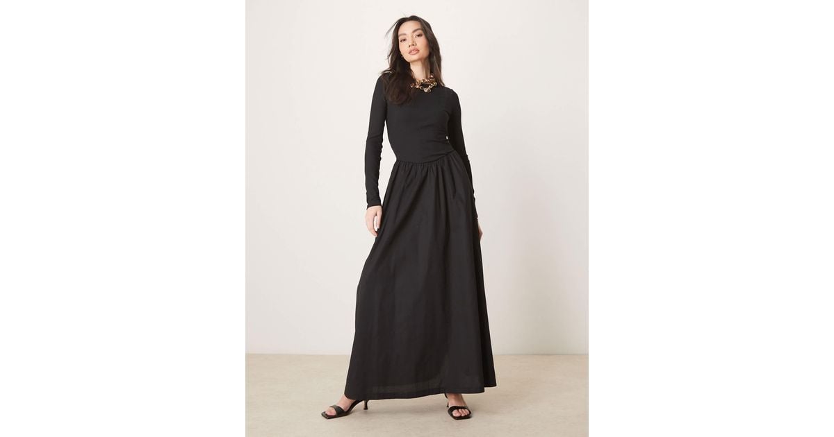 ASOS Ribbed Hybrid Maxi Dress in Black | Lyst