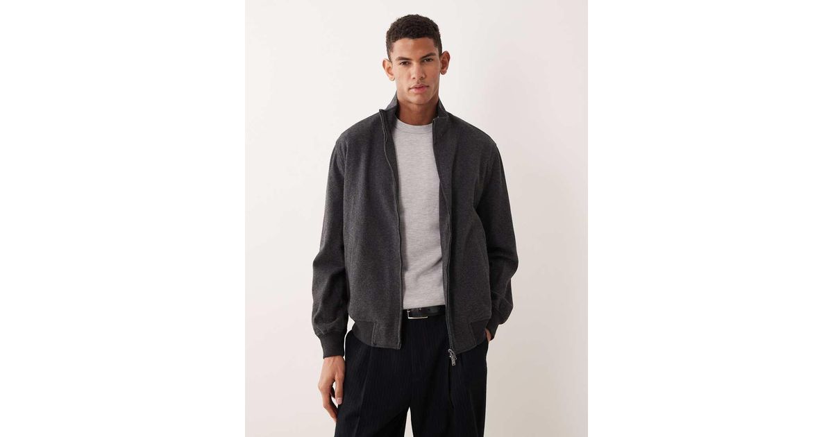 Mango Zip Though Harrington Jacket in Grey for Men | Lyst UK