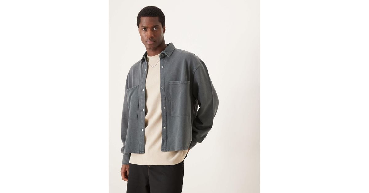 ASOS Oversized Shacket With Volume Sleeve in Gray for Men | Lyst