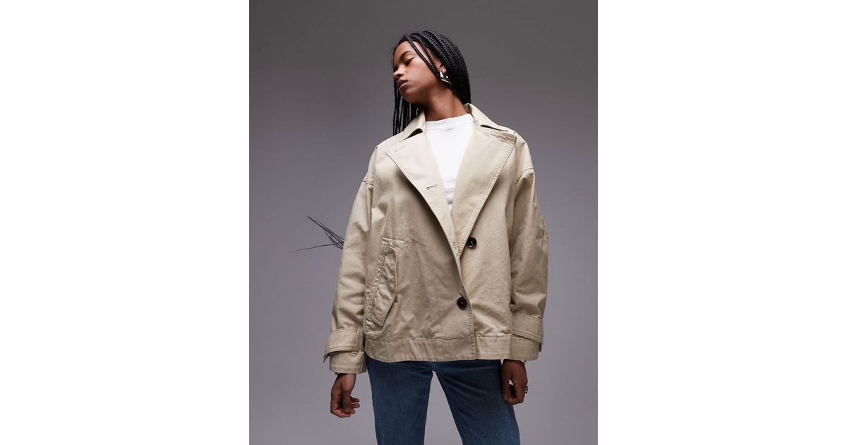 Mango Oversized Boxy Trench Coat in Natural | Lyst