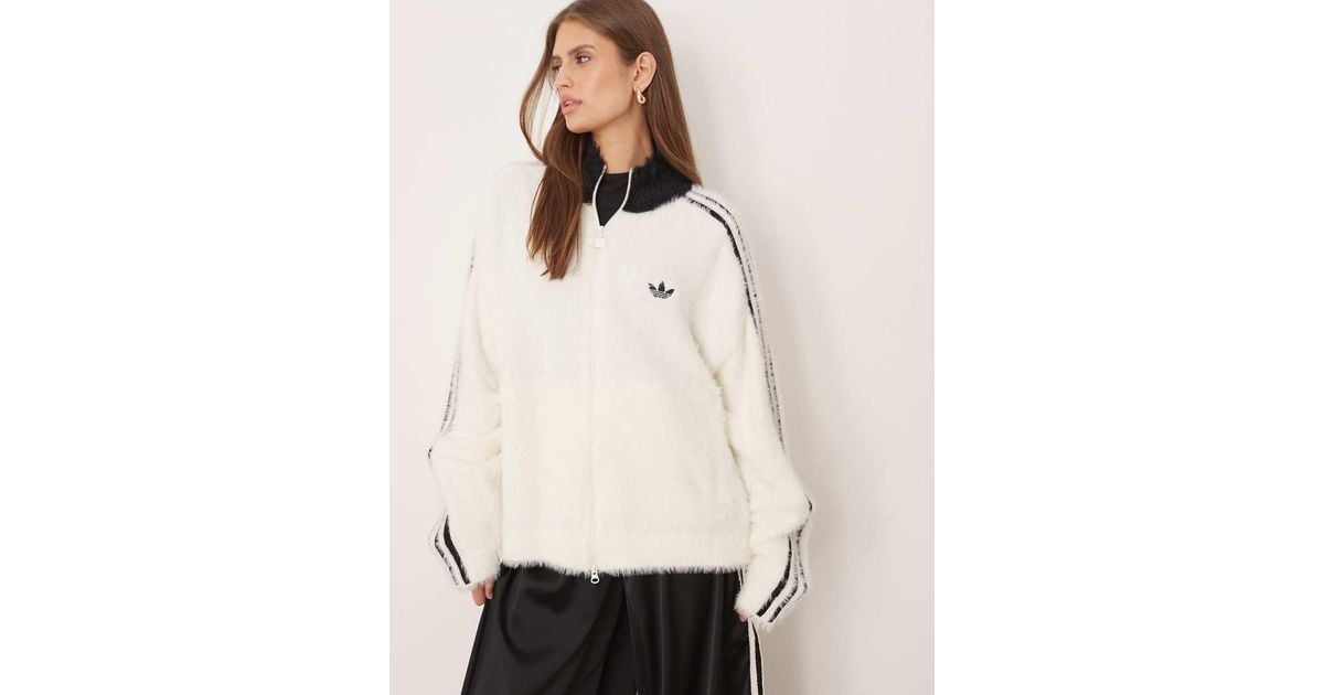 adidas Originals Classic Fuzzy Track Top in Natural for Men | Lyst UK